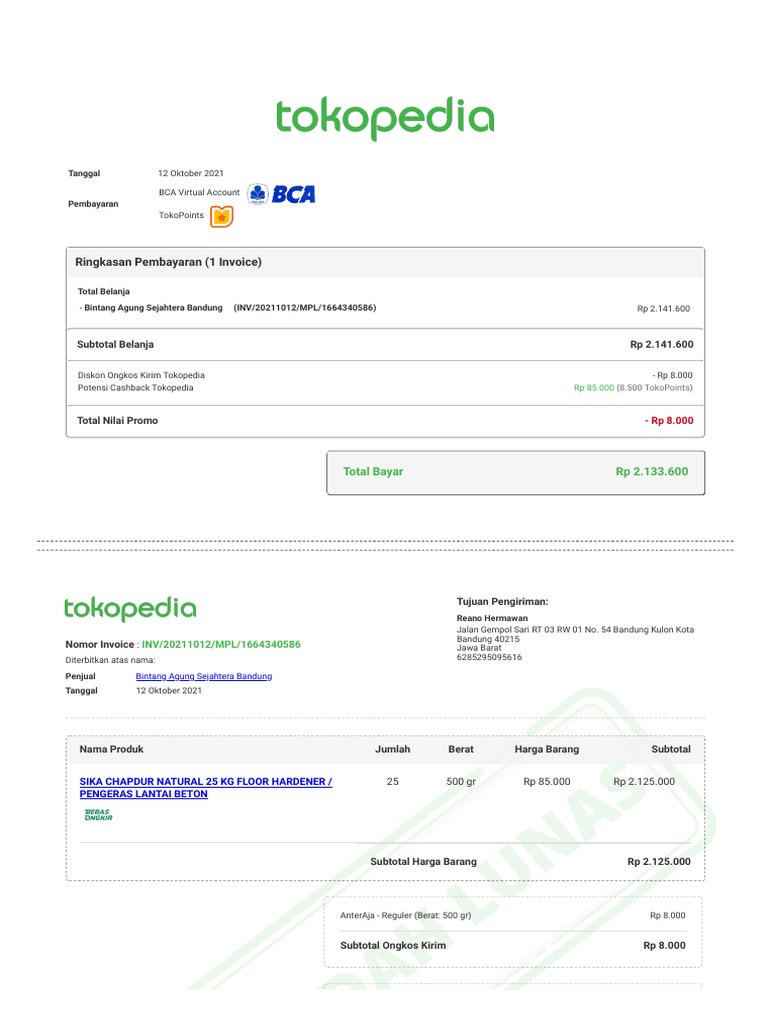 Invoice Sika 25 Zak | PDF