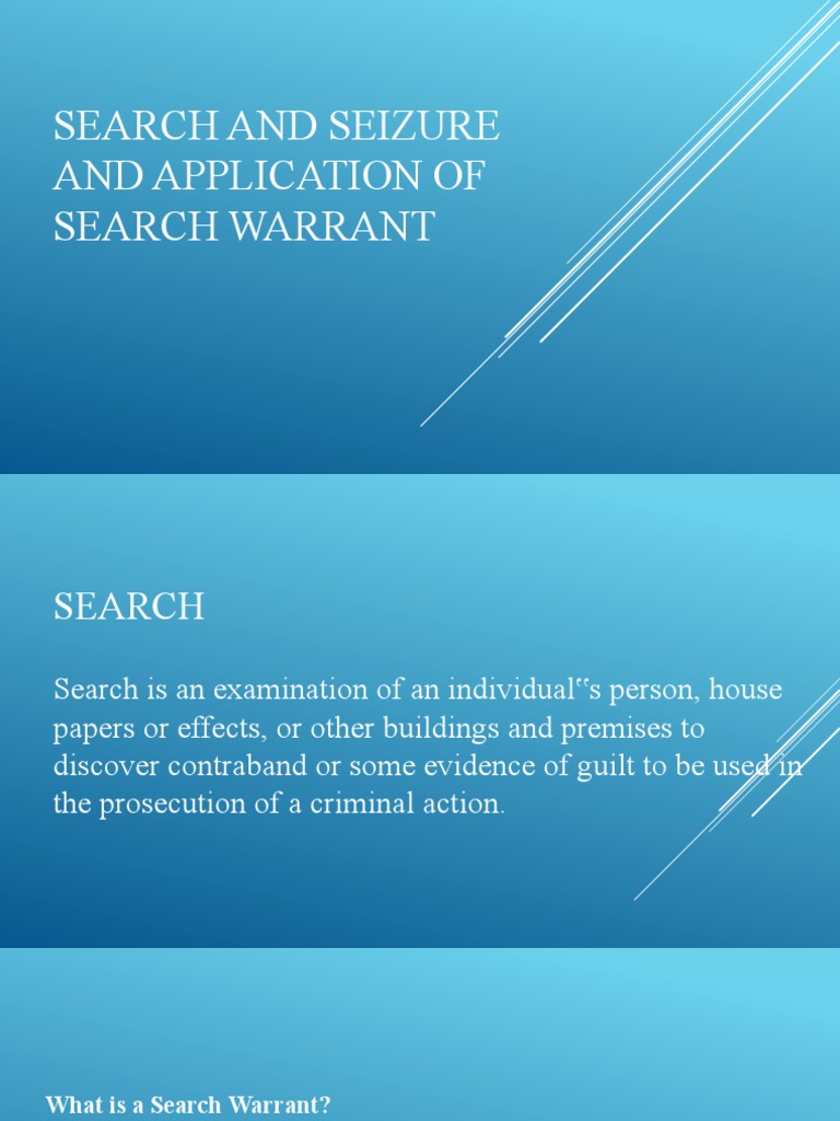 Search and Seizure and Application of Search Warrant | PDF | Search ...