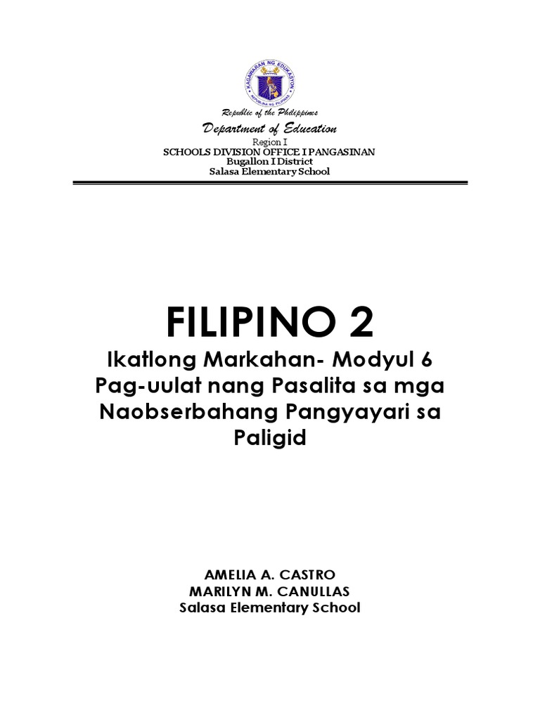 Filipino 2 Q3 Modyul 6 | PDF
