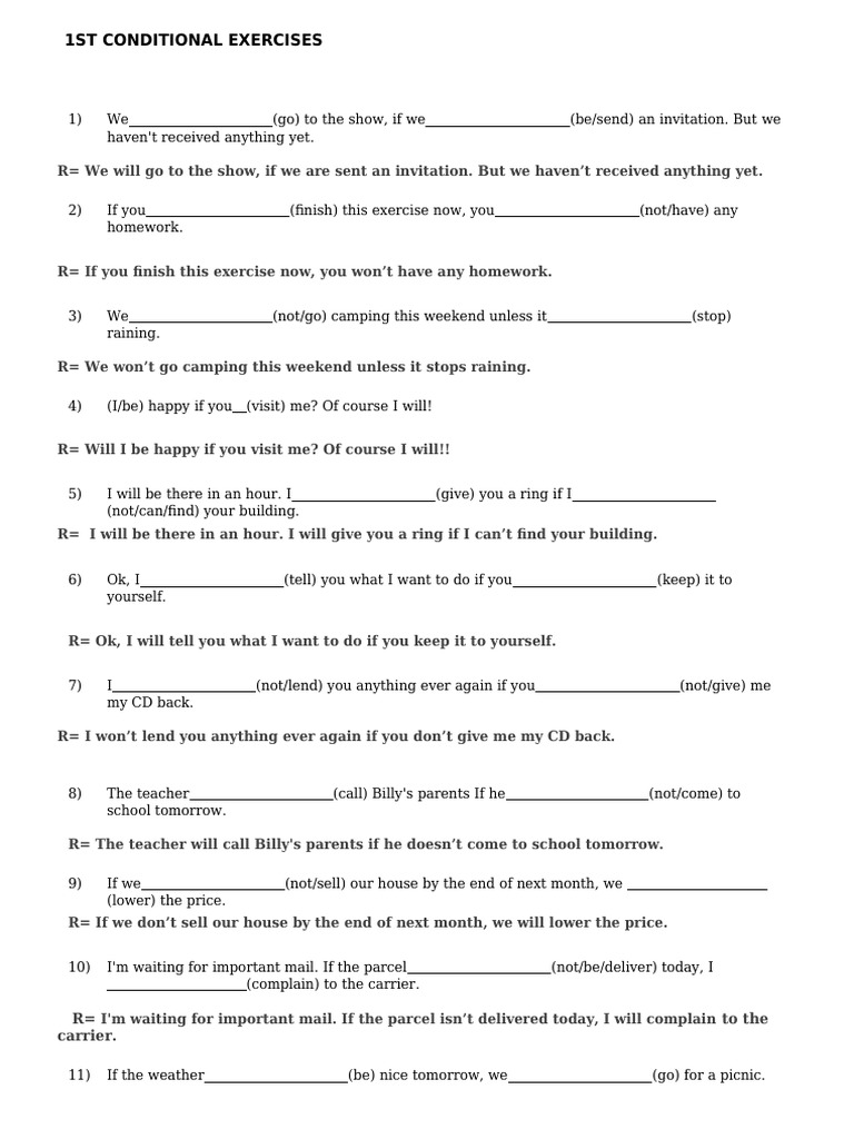 1st and 2nd Conditional Exercises | PDF