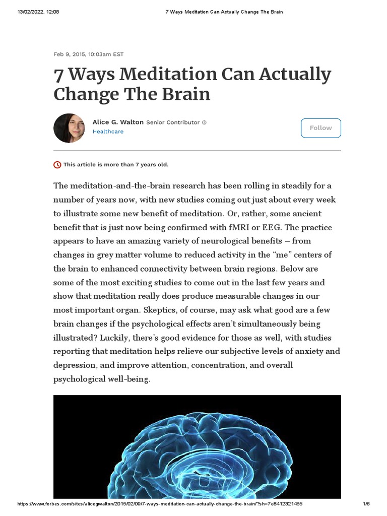 7 Ways Meditation Can Actually Change The Brain | PDF | Mindfulness ...