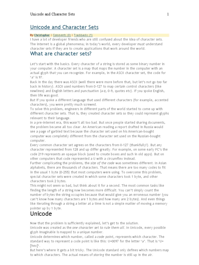 Unicode and Character Sets | PDF | Character Encoding | Code