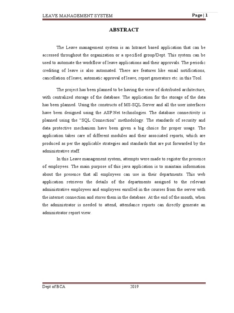 Leave Management System | PDF | Databases | Microsoft Sql Server