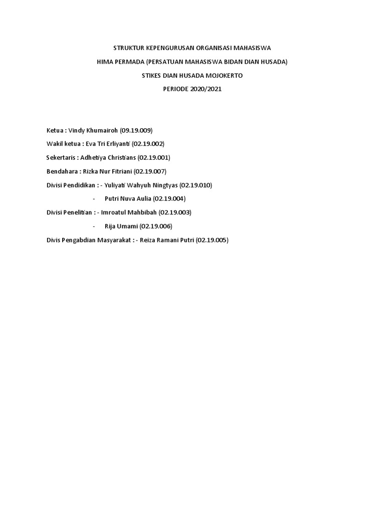 Struktur Hima Permada | PDF
