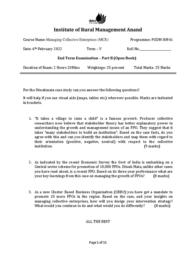 MCE Question Paper (PART B) | Download Free PDF | Sales | Agriculture
