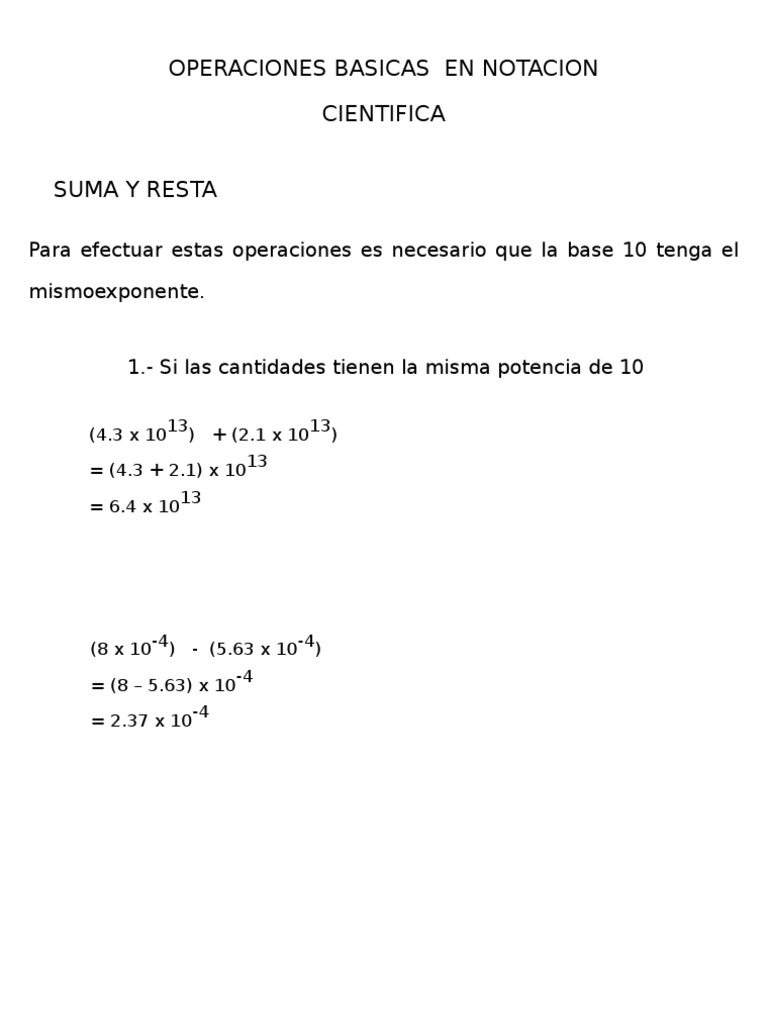 Notación Científica Operaciones | PDF | Modelado científico | Método científico