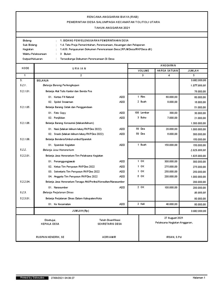 RAB RKPDes 2022 | PDF