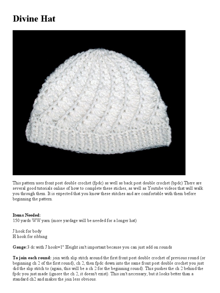 Divine Hat | PDF | Crochet | Weaving