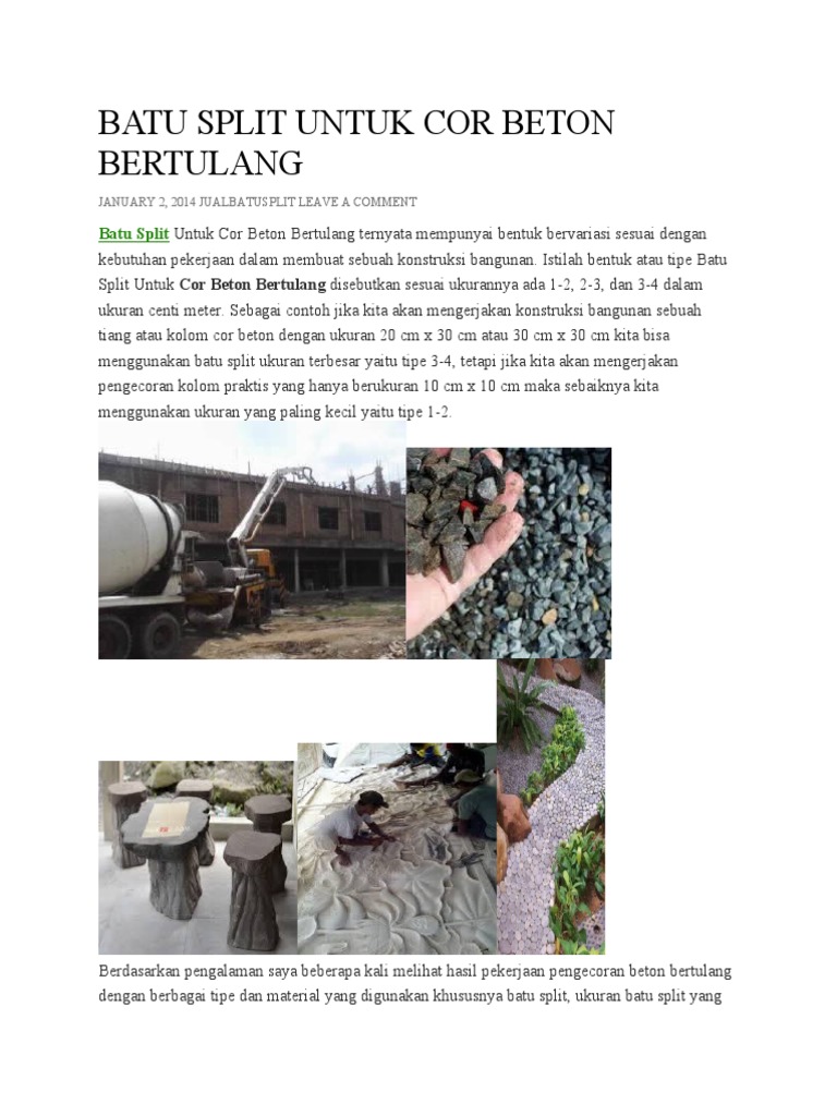Ukuran Batu Split untuk Cor Beton | PDF | Griya & Taman