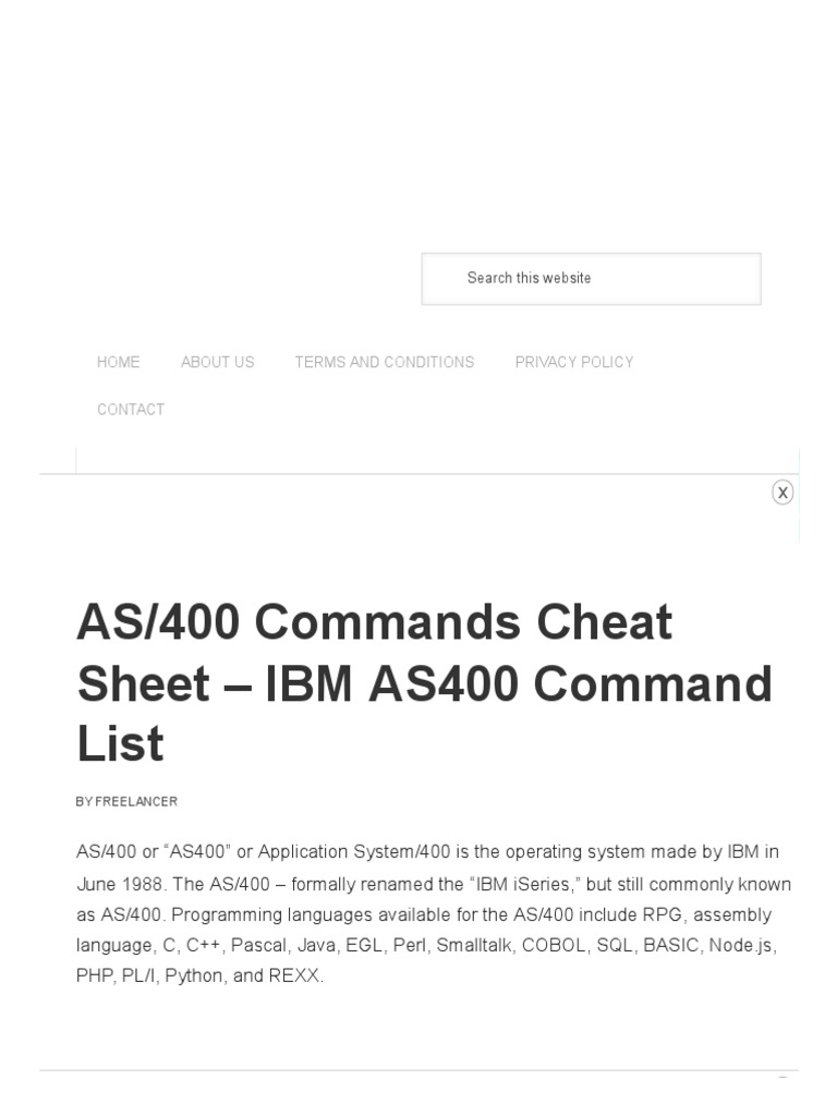 As 400 Commands Cheat Sheet Ibm As400 Command List Pdf Transmission Control Protocol 5307
