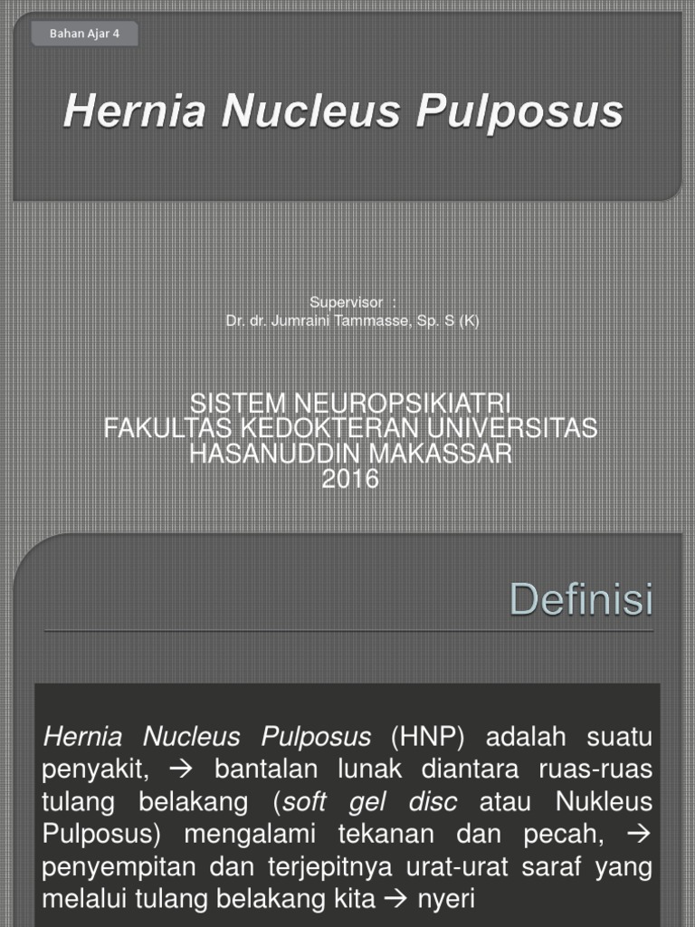 Hernia Nucleus Pulposus (HNP | PDF