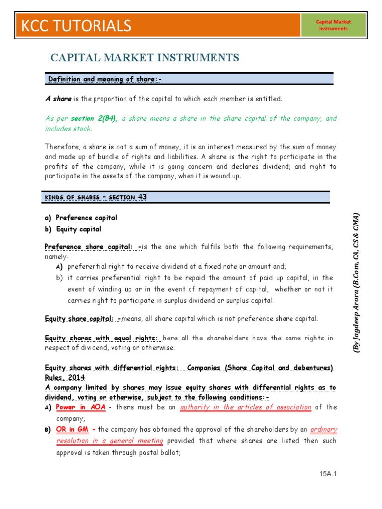 Capital Market Instruments | PDF | Bonds (Finance) | Option (Finance)