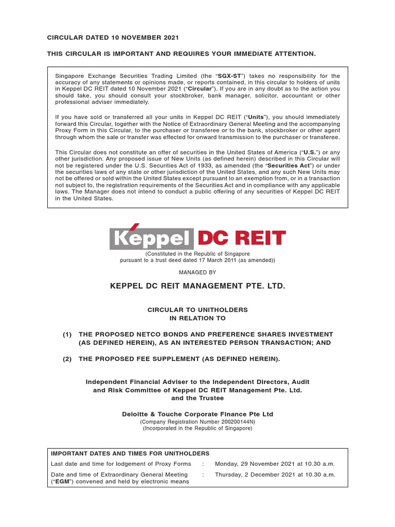 Keppel DC REIT - Circular | PDF | Valuation (Finance) | Debt