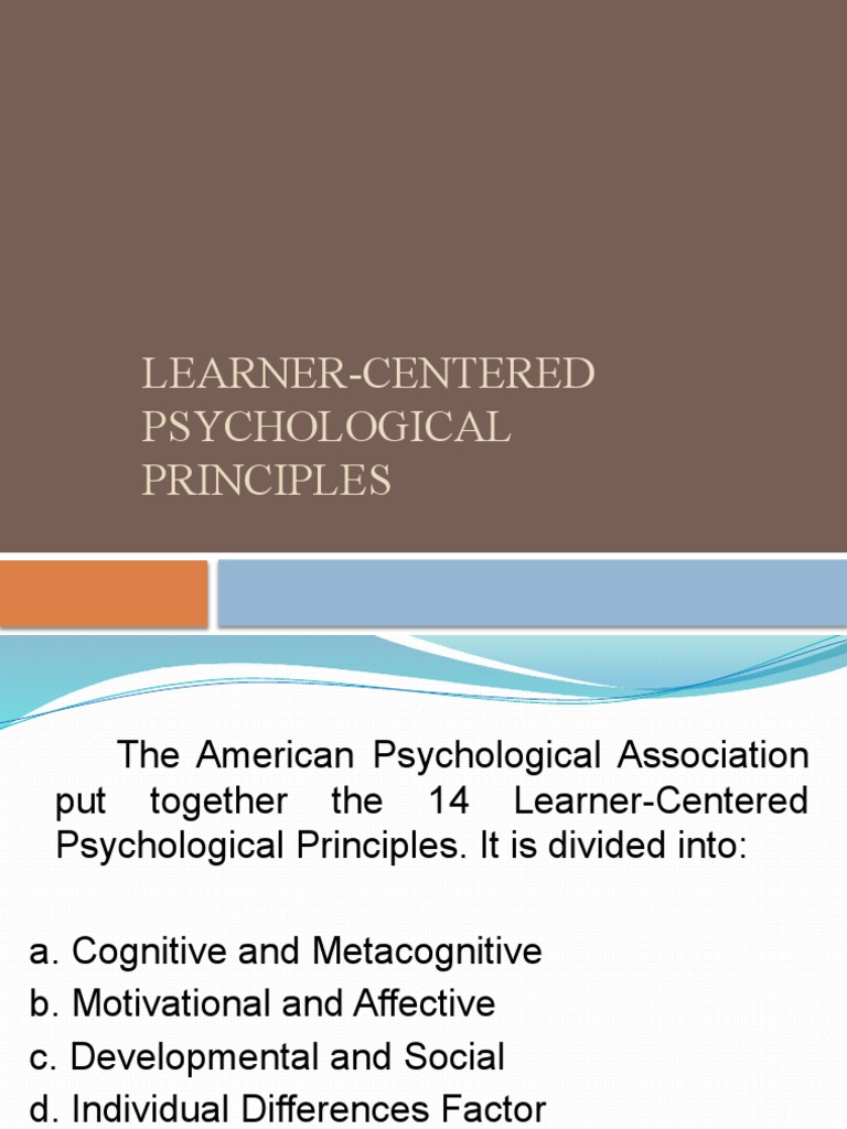 Learner-Centered Psychological Principles | PDF | Metacognition | Learning
