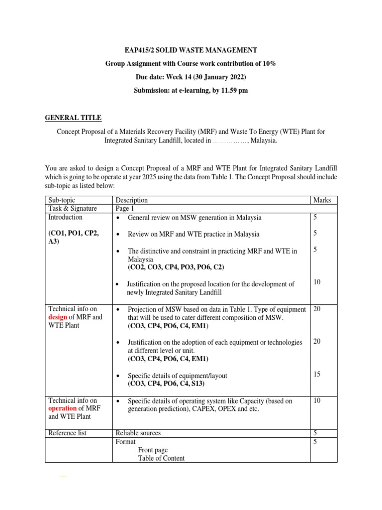 Design MRF & WTE - USM - Engineering | PDF | Municipal Solid Waste ...