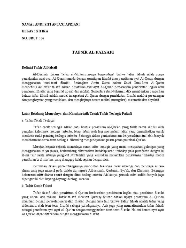 Tafsir Falsafi Al-Qur'an dan Pemikirannya | PDF | Agama & Spiritualitas
