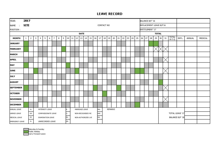 3 - Contoh Rekod Cuti Pekerja (A3) | PDF