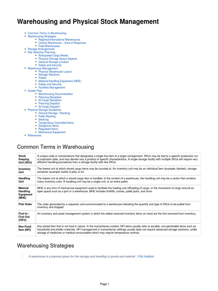 Warehousing and Physical Stock Management: Common Terms in Warehousing ...