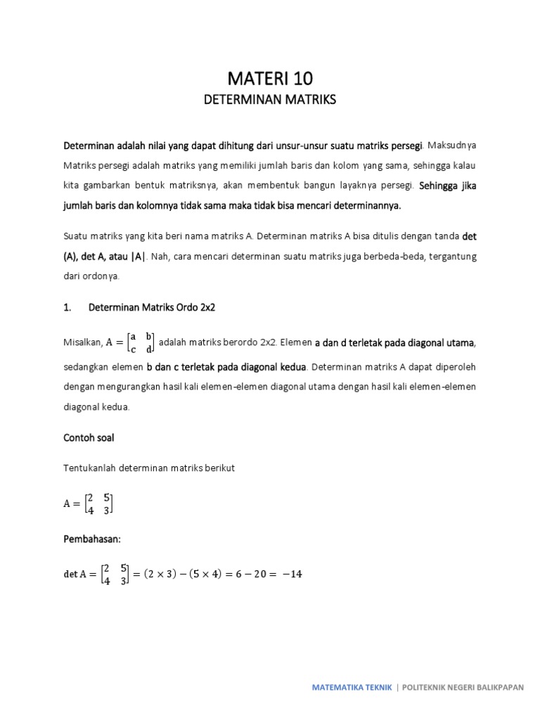 Determinan dan Invers Matriks | PDF