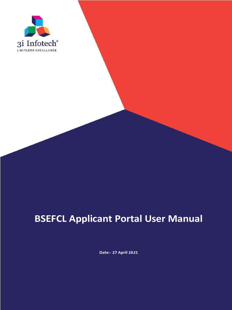 BSEFCL Applicant Portal User Manual: Date:-27 April 2021 | PDF ...