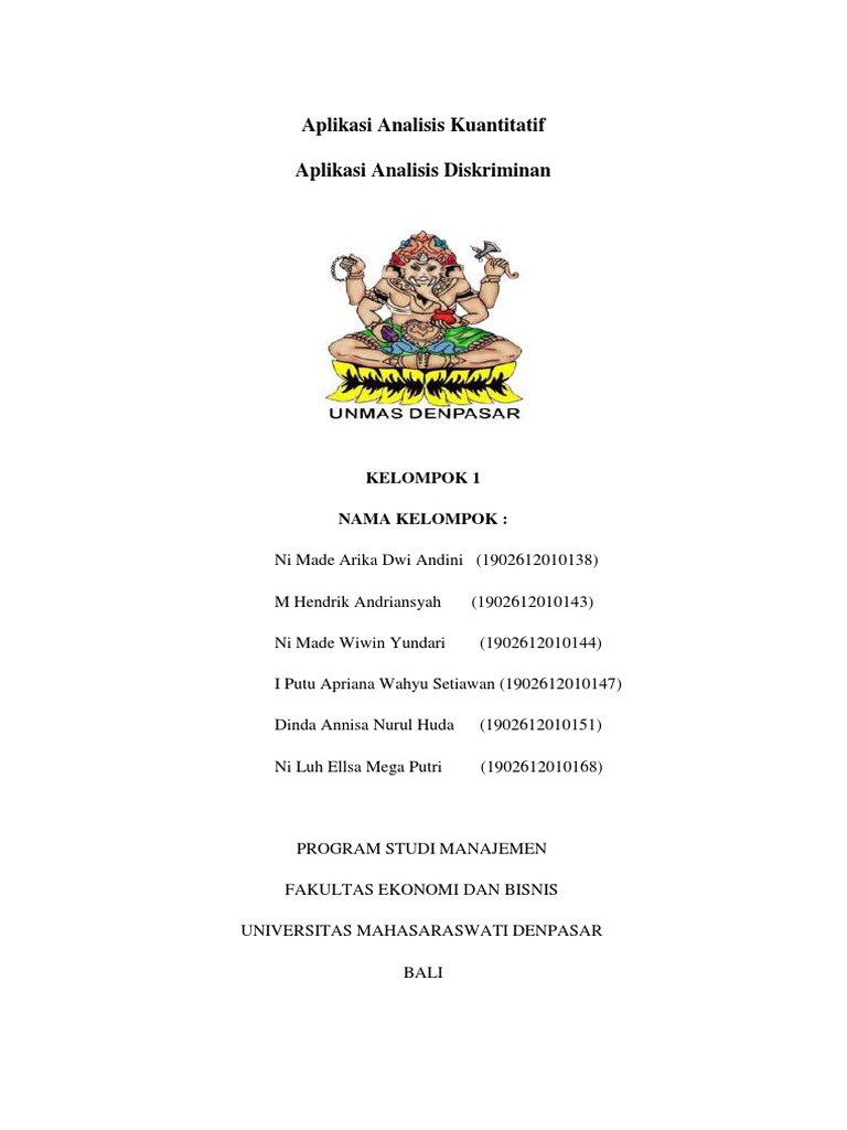 Makalah AAK Kelompok 1 (Analisis Diskriminan) | PDF