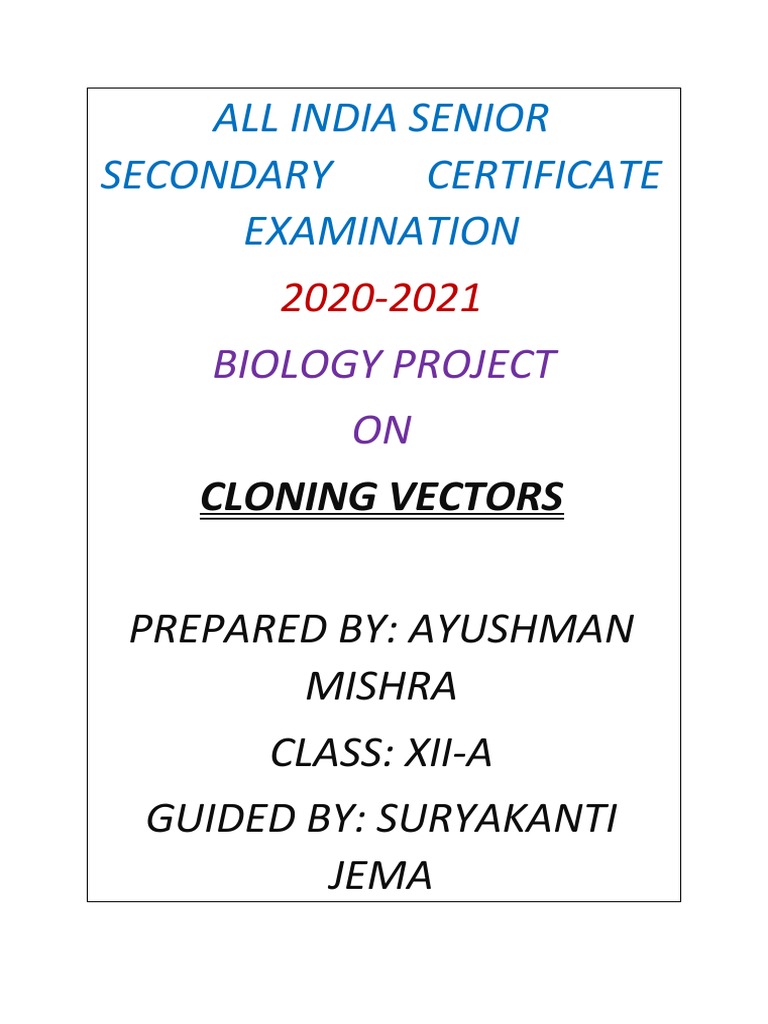 All India Senior Secondary Certificate Examination: Biology Project ON ...