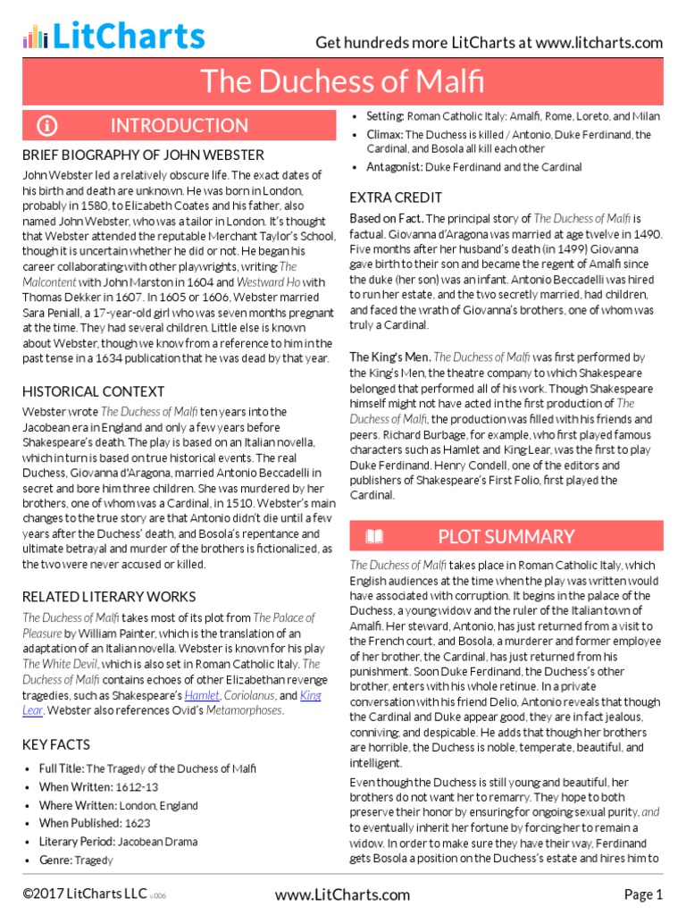 The Duchess of Malfi: Intr Oduction | PDF