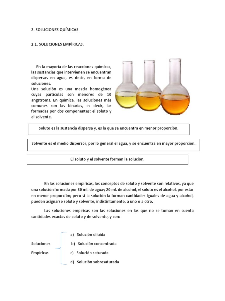 Soluciones o Disoluciones | PDF | Concentración | Materiales