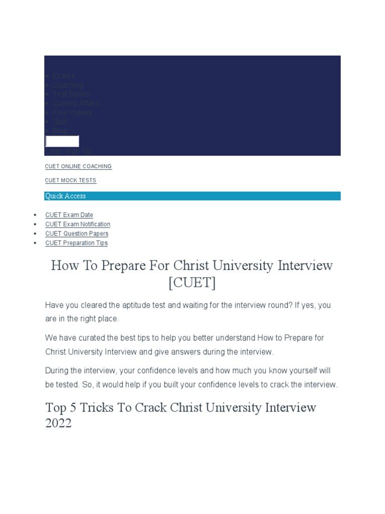 Christ Interview Prep | PDF | Interview | Body Language