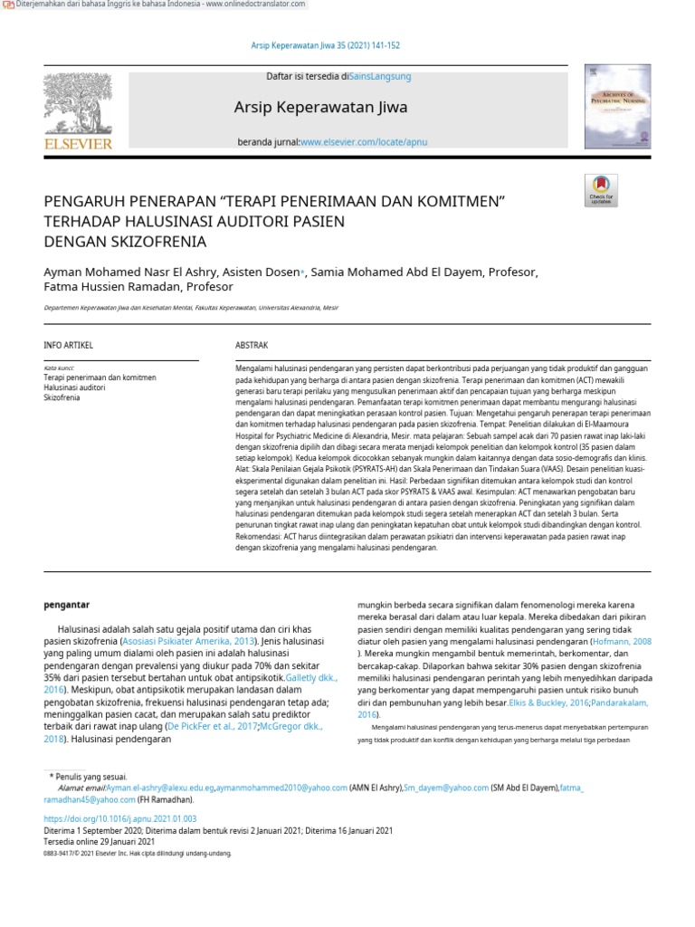 Terapi ACT Halusinasi | PDF