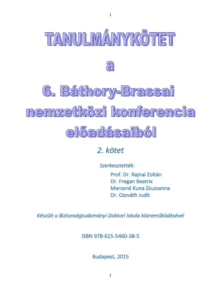 Tanulmánykötet a 6. Báthory-Brassai nemzetközi konferencia előadásaiból | PDF