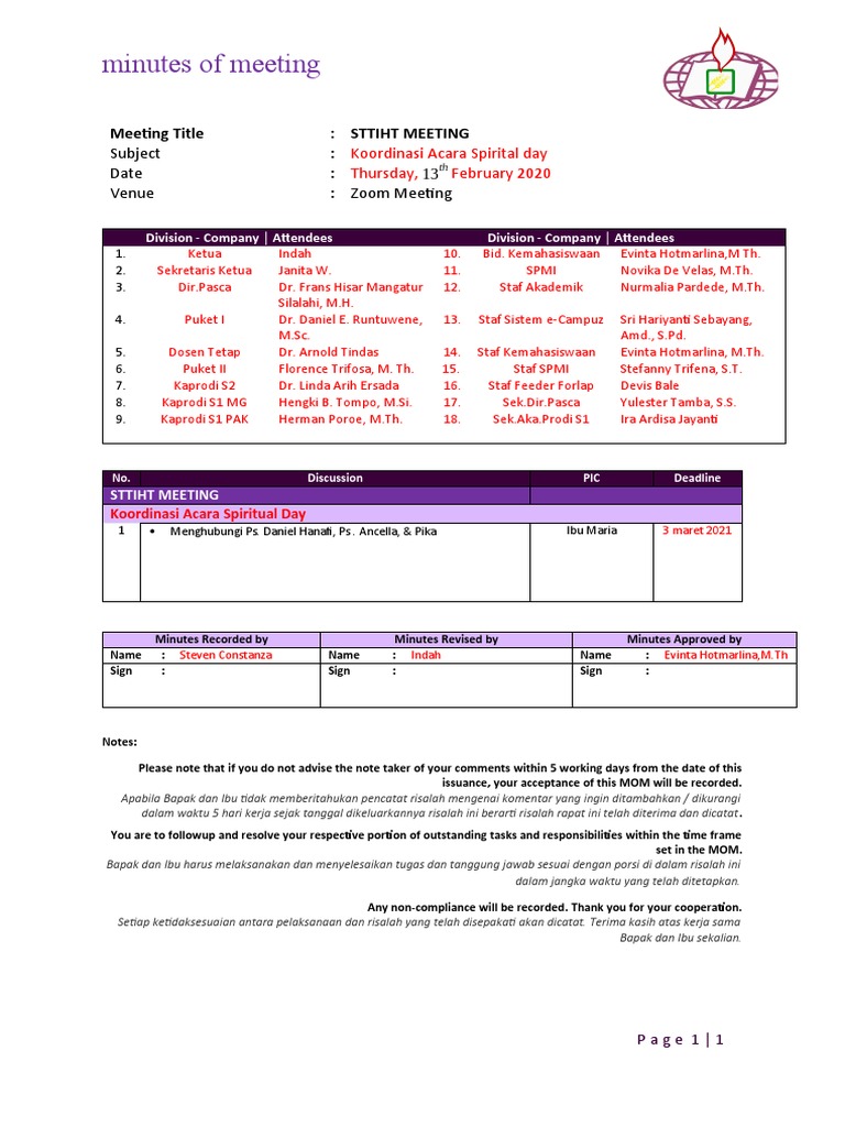 Format MOM STTIH | PDF