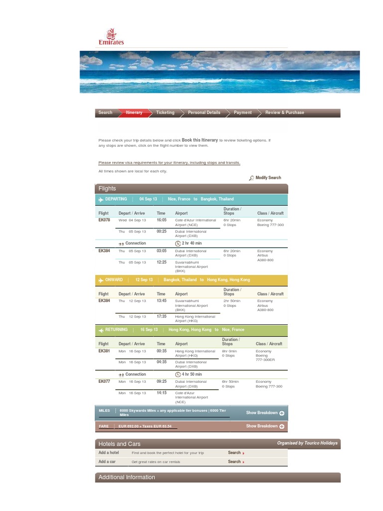 Emirates - Make A Booking - Review Trip Itinerary | PDF | Emirates ...