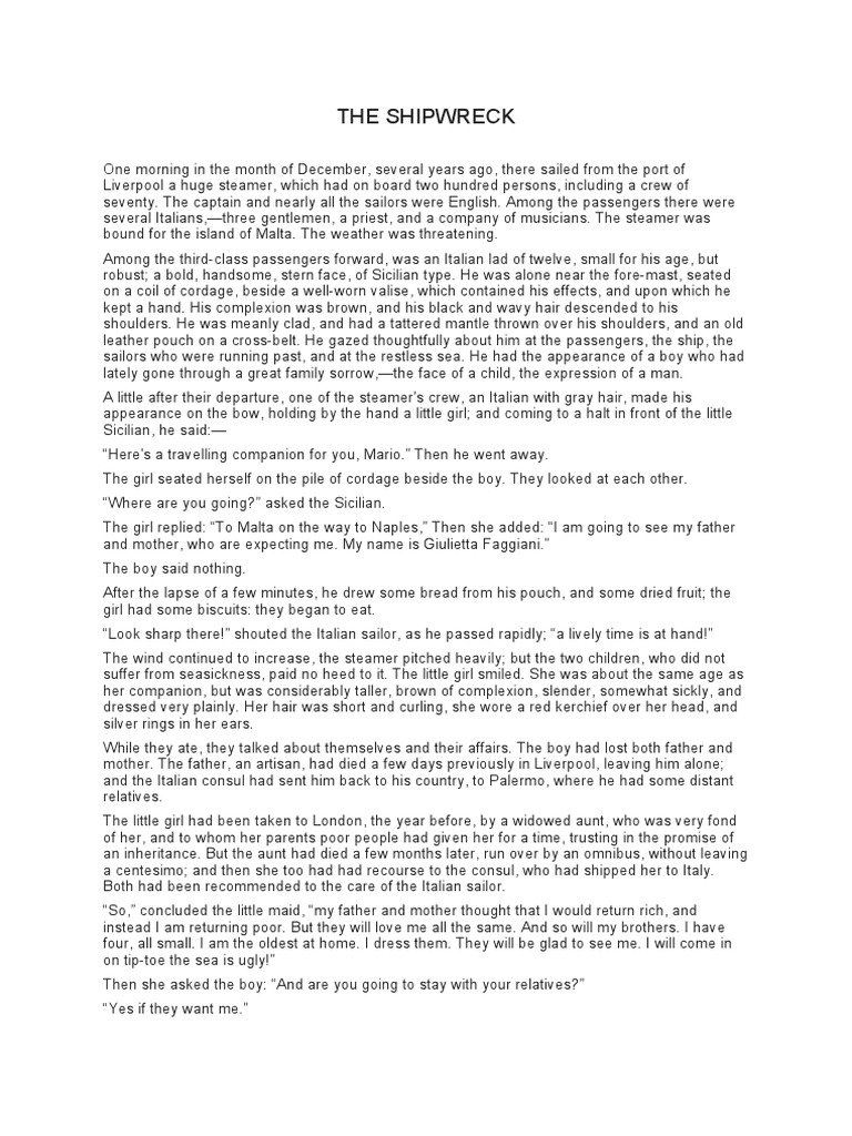 The Shipwreck | PDF | Water Transport