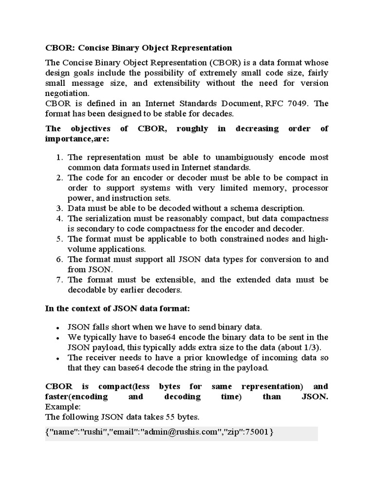 Cbor Pdf Json File Format