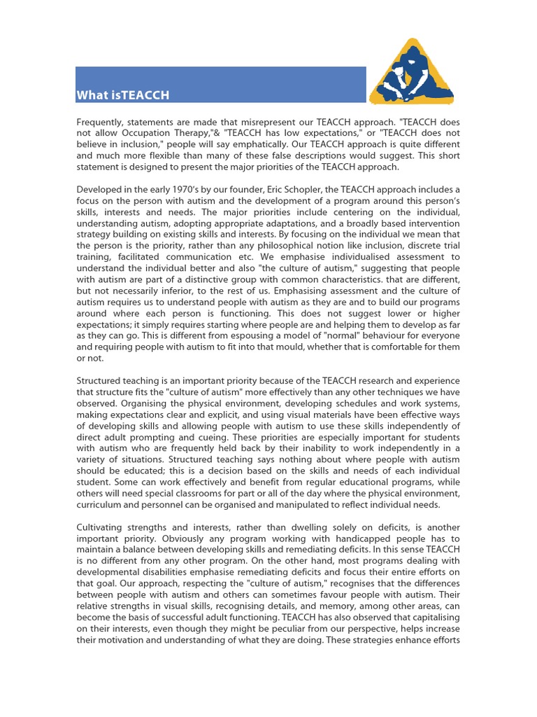 Understanding the TEACCH Approach | PDF | Autism | Inclusion (Education)