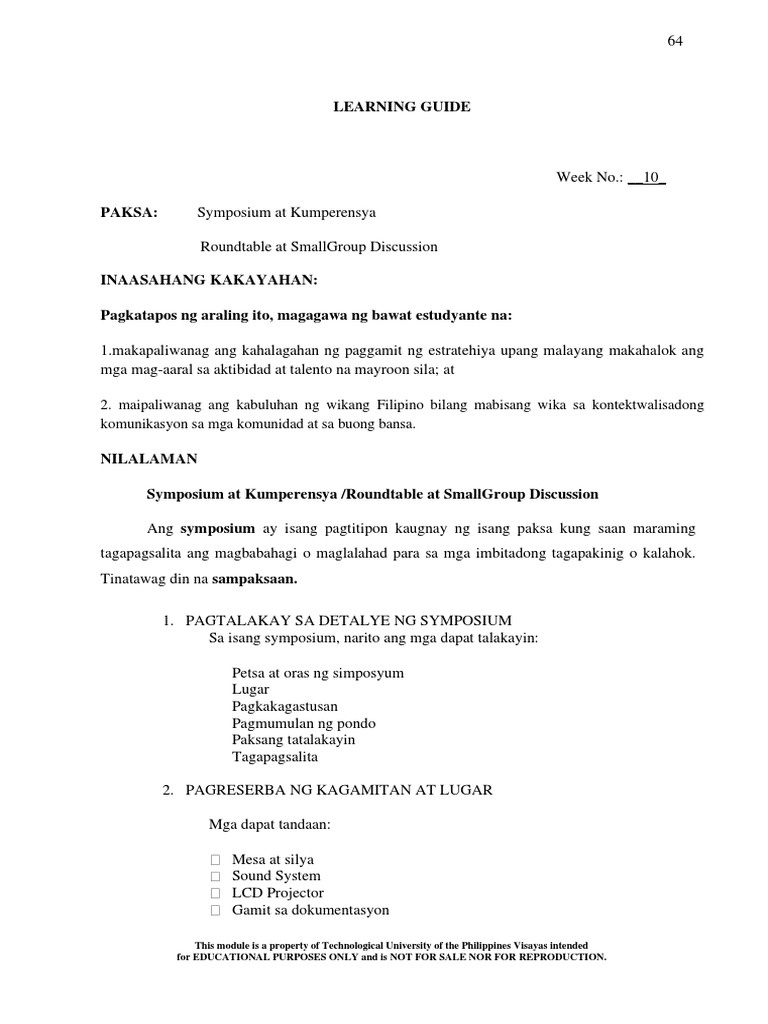 Weeks 10-13 - GEE 2 - Filipino 1 | PDF