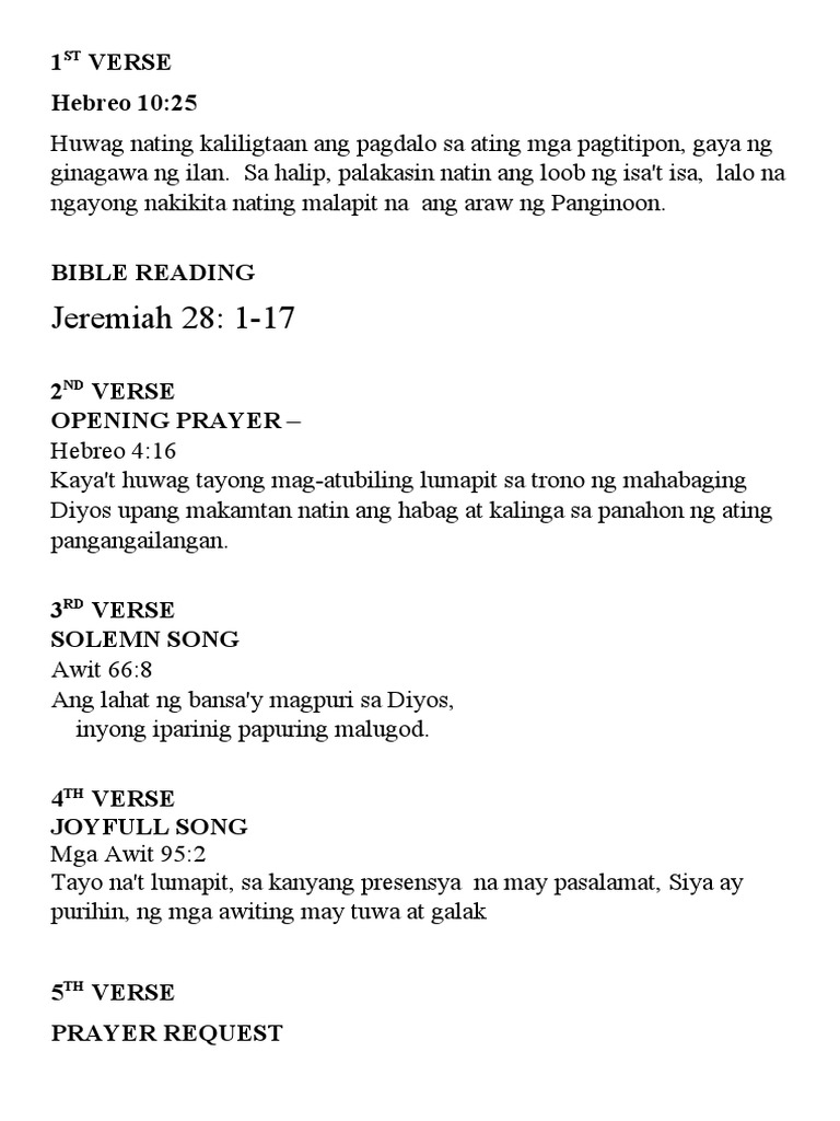 Prayer Meeting Jeremiah 28 | PDF