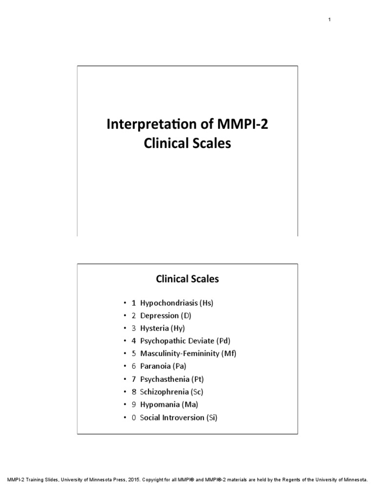 Interpretation of Mmpi 2 Clinical Scales | PDF | Anxiety | Behavioural ...