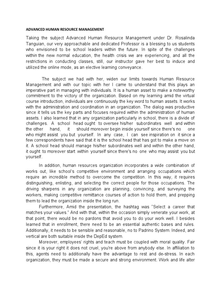 Advanced Human Resource Management | PDF | Goal | Human Resource Management