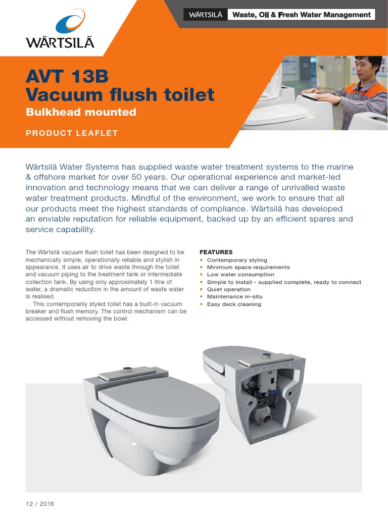 Brochure o Water Vacuum Toilet Avt 13b | PDF | Valve | Equipment