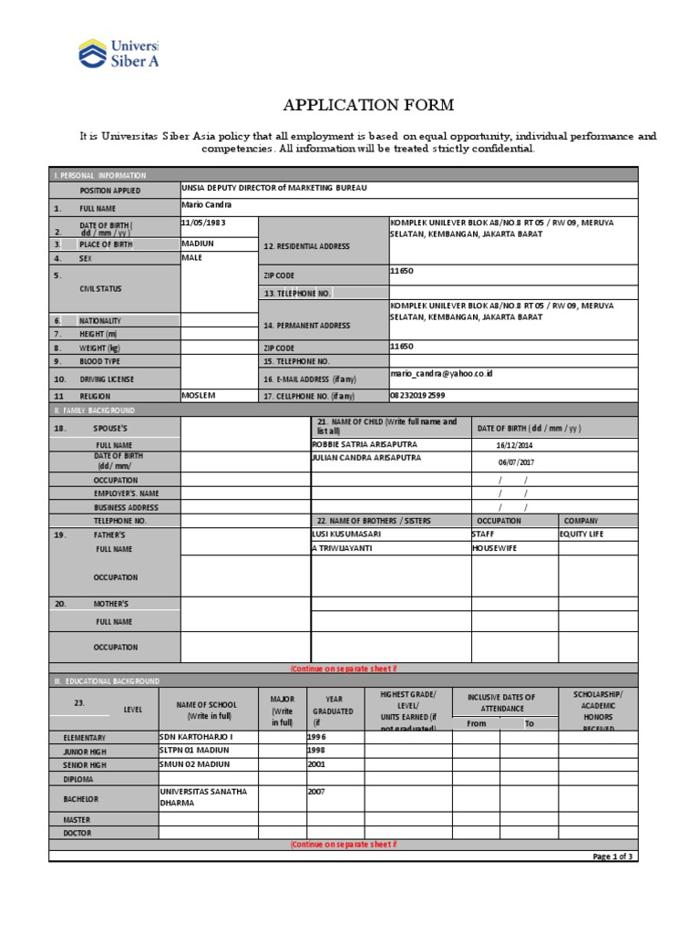 Employee Application Form | PDF | Government | Justice