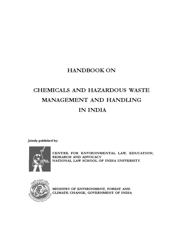 Handbook On Chemicals Hazardous Waste Management Handling in India ...