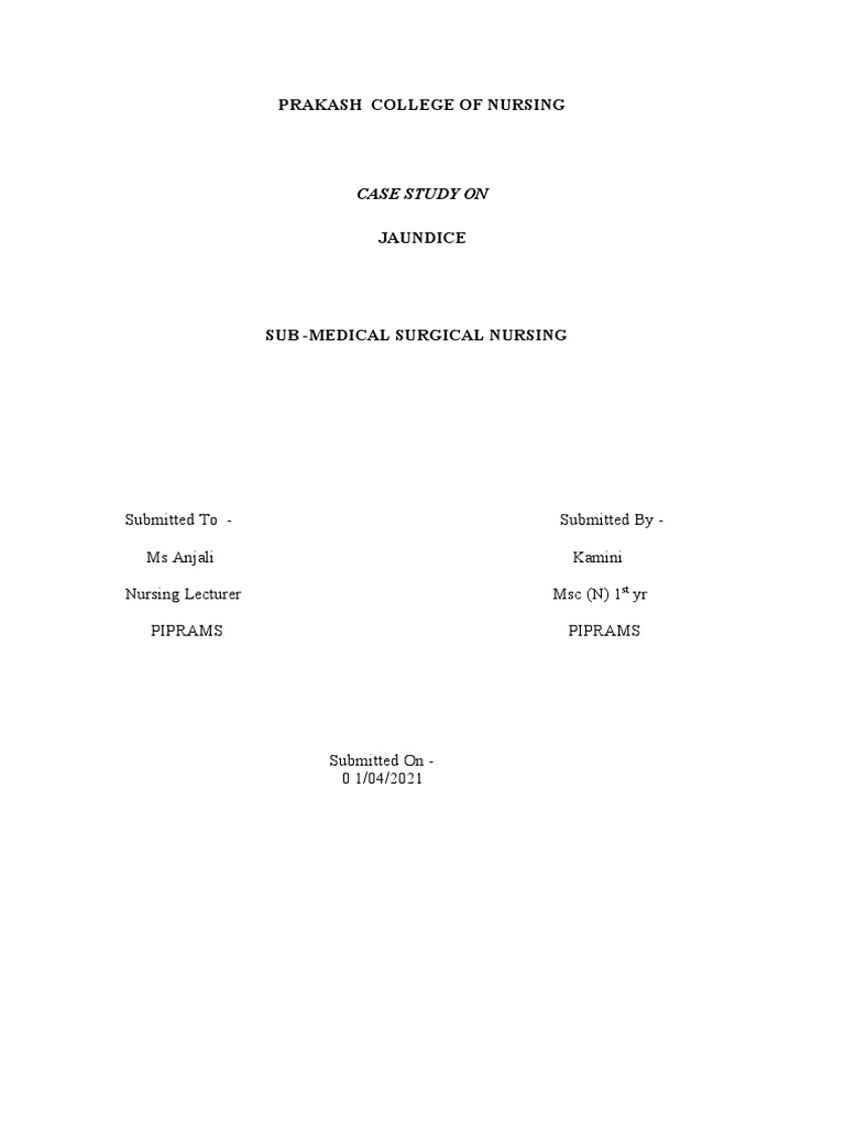 Case Study On Jaundice-1 | PDF | Gastrointestinal Tract | Heart Failure