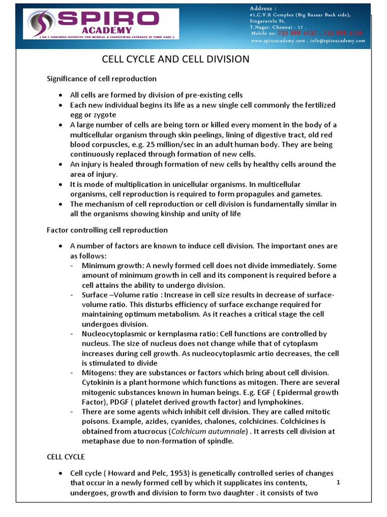 Cell Division | PDF | Meiosis | Mitosis