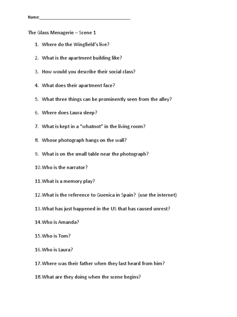 The Glass Menagerie Scene1 | PDF