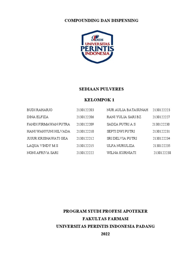 Kel 1 COMPOUNDING DAN DISPENSING PULVERES | PDF