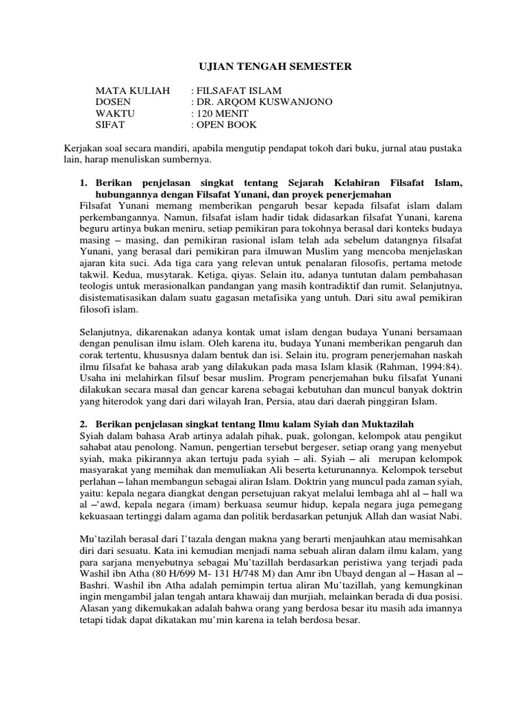 UTS Filsafat Islam Kelas C. Mochamad Zidan Darmawan | PDF UTS Filsafat Islam Kelas C. Mochamad Zidan Darmawan | PDF