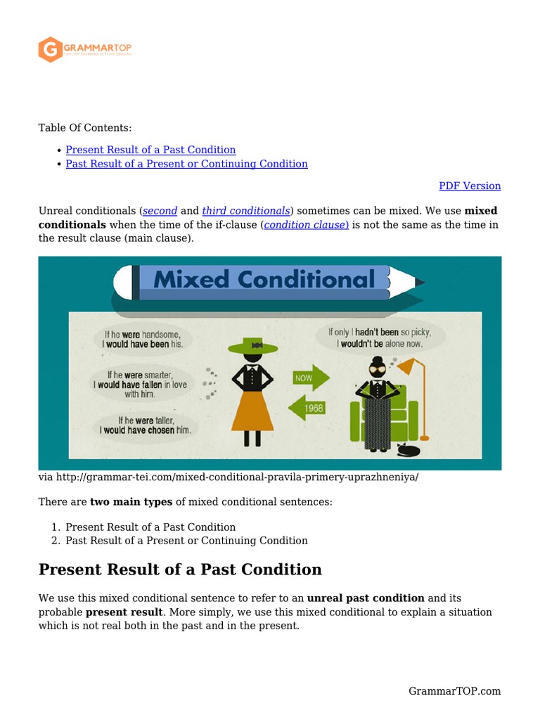 Understanding Mixed Conditionals: Present and Past Conditions with ...