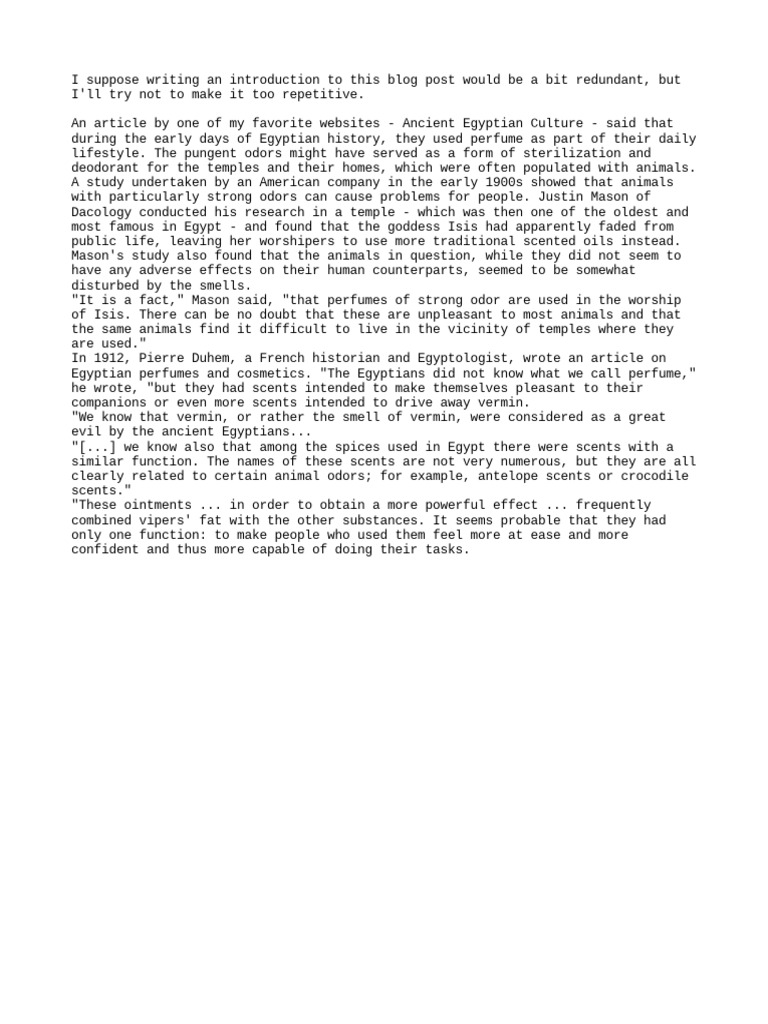 Ancient Egyptians Used Perfume as Deodorant | PDF